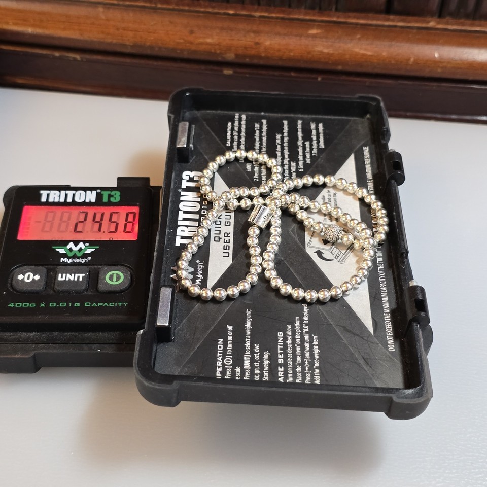 Authentic PANDORA Pavé & Beaded Chain Barrel Clasp Necklace #398565C01 ...