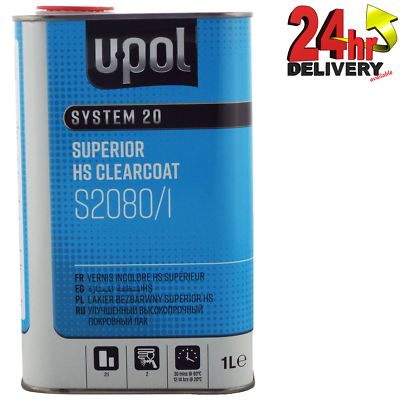 U-Pol S2080/1 2K Lacquer HS Super Crystal Clear Coat 2:1 1 Litre Can ...