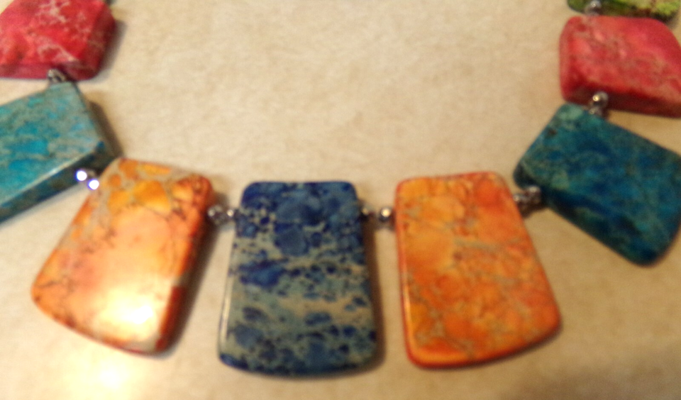 Sterling Silver Iris & Lily Colorful Jasper Gemstone Necklace NWT | eBay