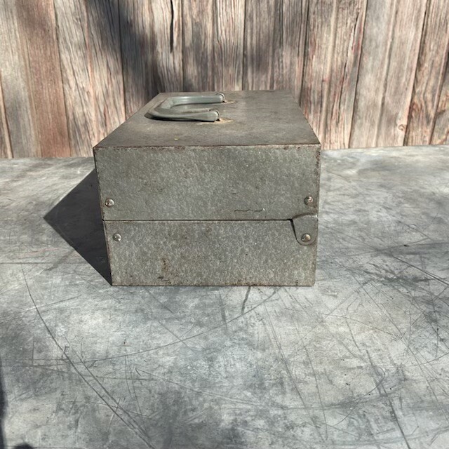 Craftsman Grey Metal Box - 10" x 5.5" x 4" - With Handle - Pocket In ...