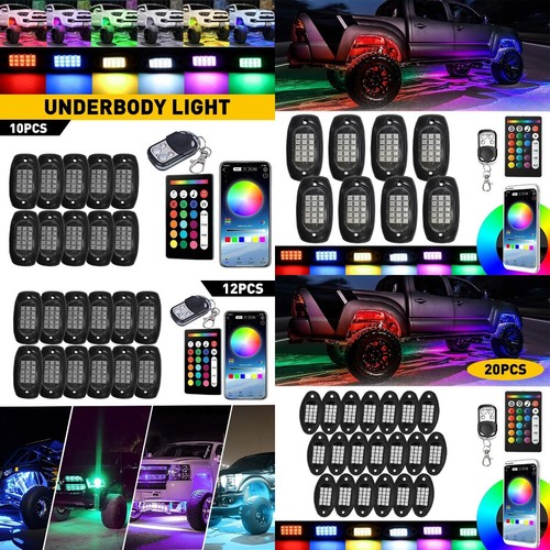 For GMC Sierra 1500 2500 3500 10Pod RGB LED Rock Lights App Bluetooth ...