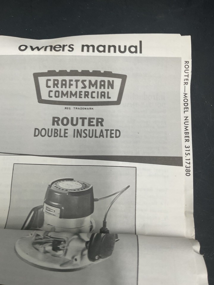 Craftsman Router Manual Sears Model 315.17380 Commercial Double ...