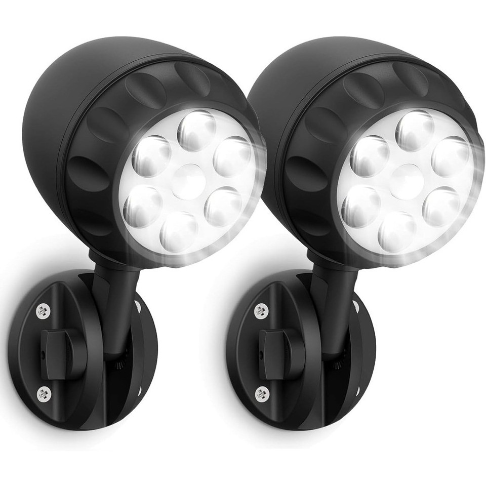 Motion Sensor Battery Powered Outdoor Spotlight Waterproof Wall Mount 6 ...