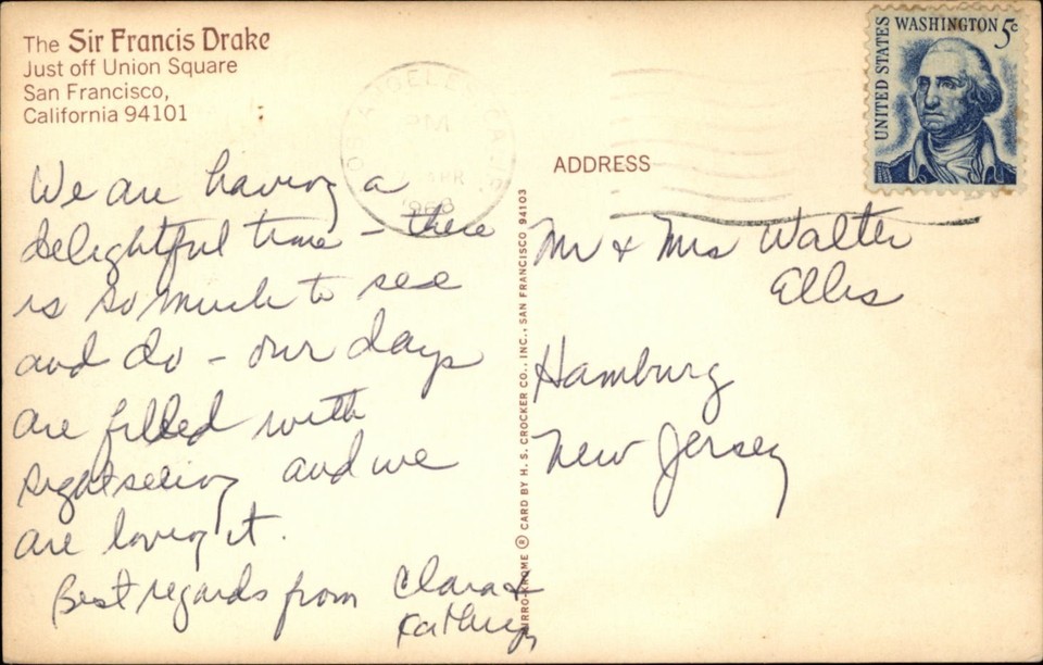 Sir Francis Drake Hotel San Francisco California vintage postcard p725 ...
