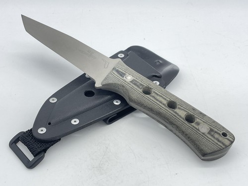 KEVIN L. HOFFMAN Custom Handmade Chisel Grind Gray Canvas Micarta Tanto ...