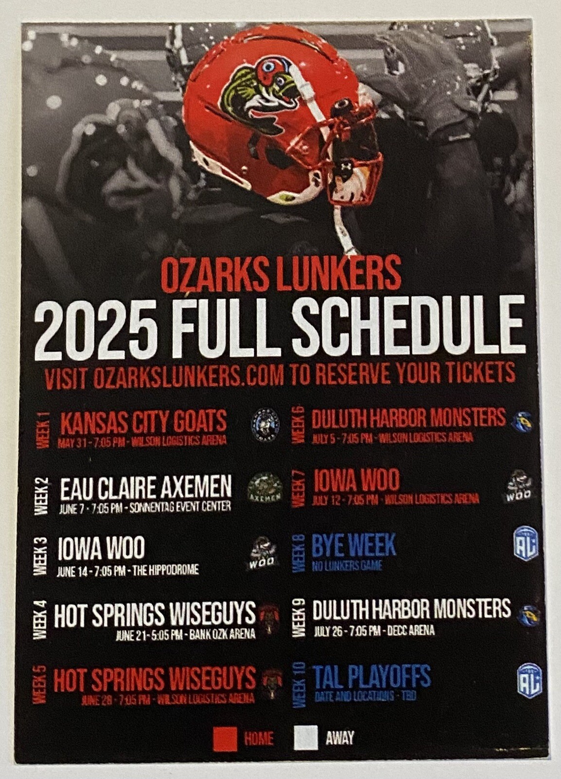 2025 OZARKS LUNKERS Schedule 🏈 Football Sked NEW ‼️ Not 2024 | eBay