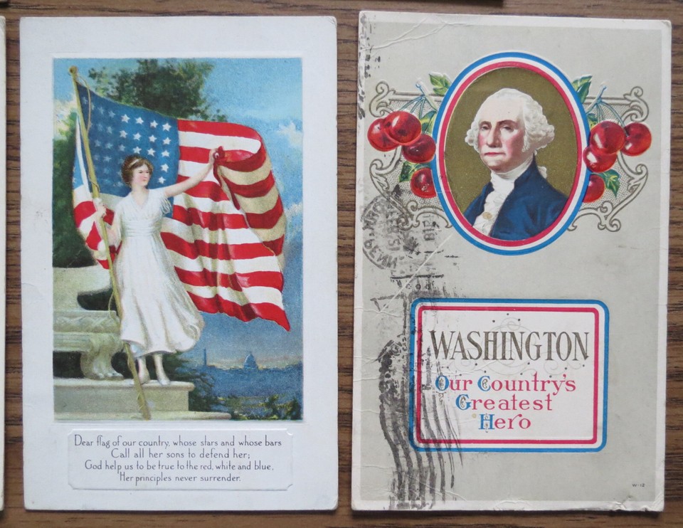8 OLD PATRIOTIC & 4th of JULY POSTCARDS - Flags Uncle Sam Washington | eBay