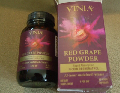 60 CAPSULES VINIA RED GRAPE POWDER Blood Flow SEALED BOTTLE EXP 2026 | eBay