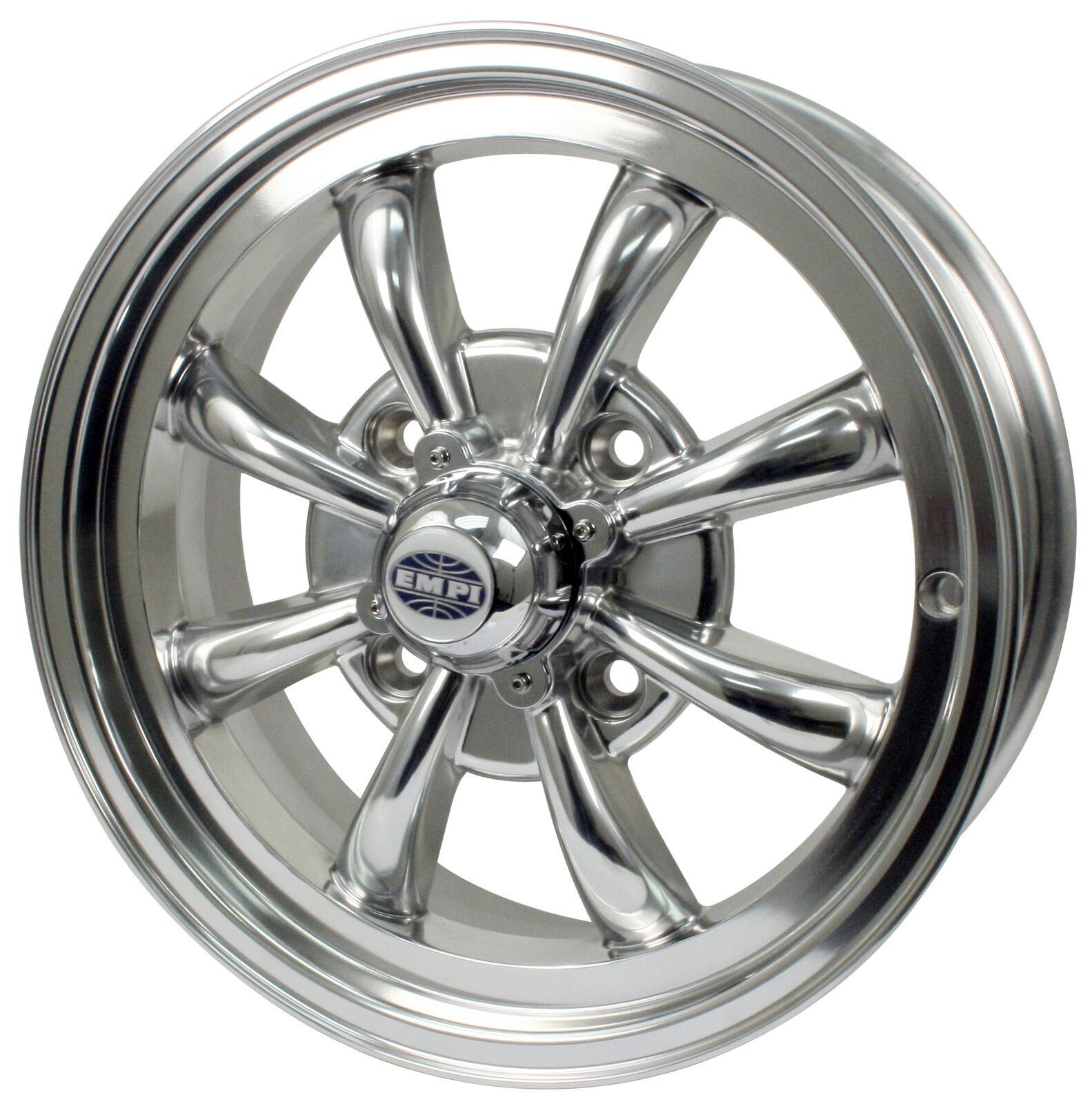 Set Of 4 15" X 5-1/2" Vw Bug 4 Lug Polished Empi 8 Spoke Wheels & Lug ...