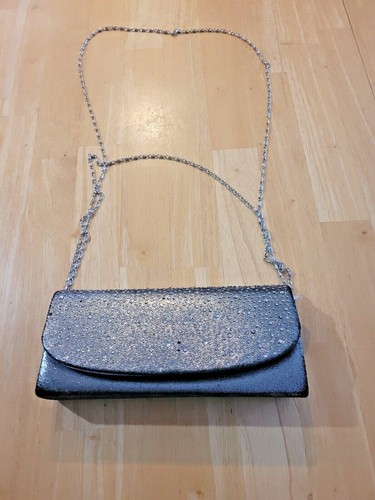 Clutch Hand Bag Purse Sequin Gunmetal Gray Evening with detachable ...