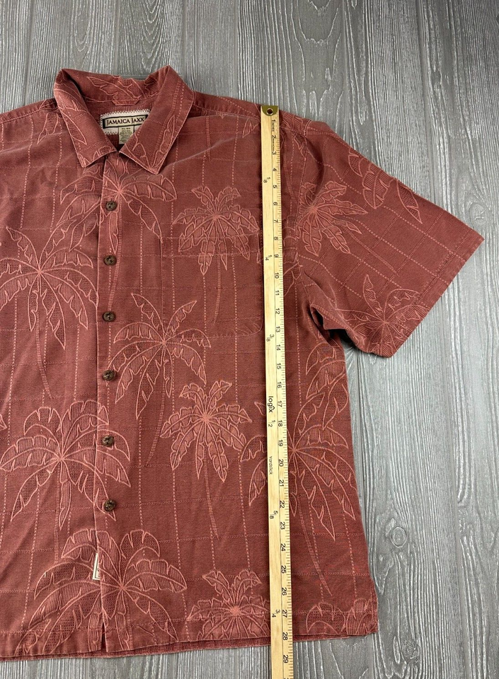 Jamaica Jaxx 100% Silk Shirt Men Size XLarge Red Brown Button Up | eBay
