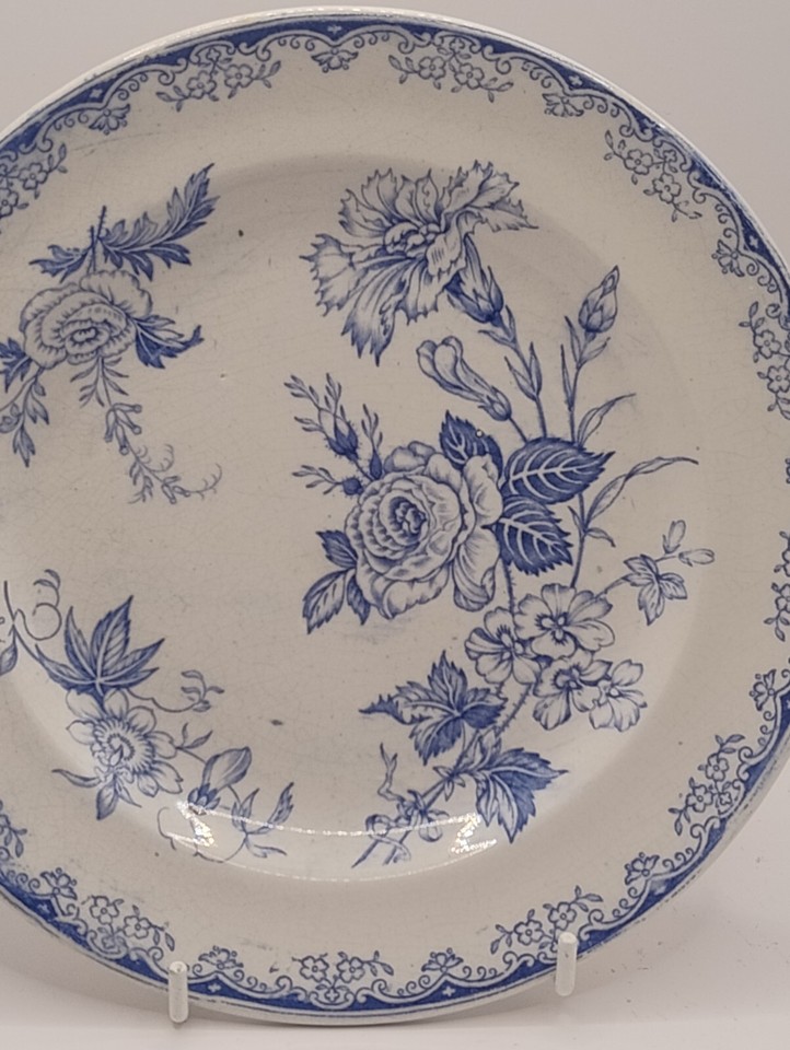 Victorian Antique Llanelly South Wales Pottery plate Persian Rose ...