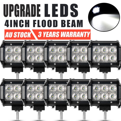 10pcs 4 inch LED Work Light Bar FLOOD Off Road Reverse Fog Driving ...