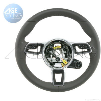 OEM Porsche 991.2 Cayman 718 Boxster Agate Grey Leather Steering Wheel ...