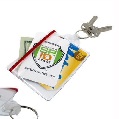 5 Soft Vinyl ID Badge / Fuel Card Holders w/ Key Ring & Water Resistant ...