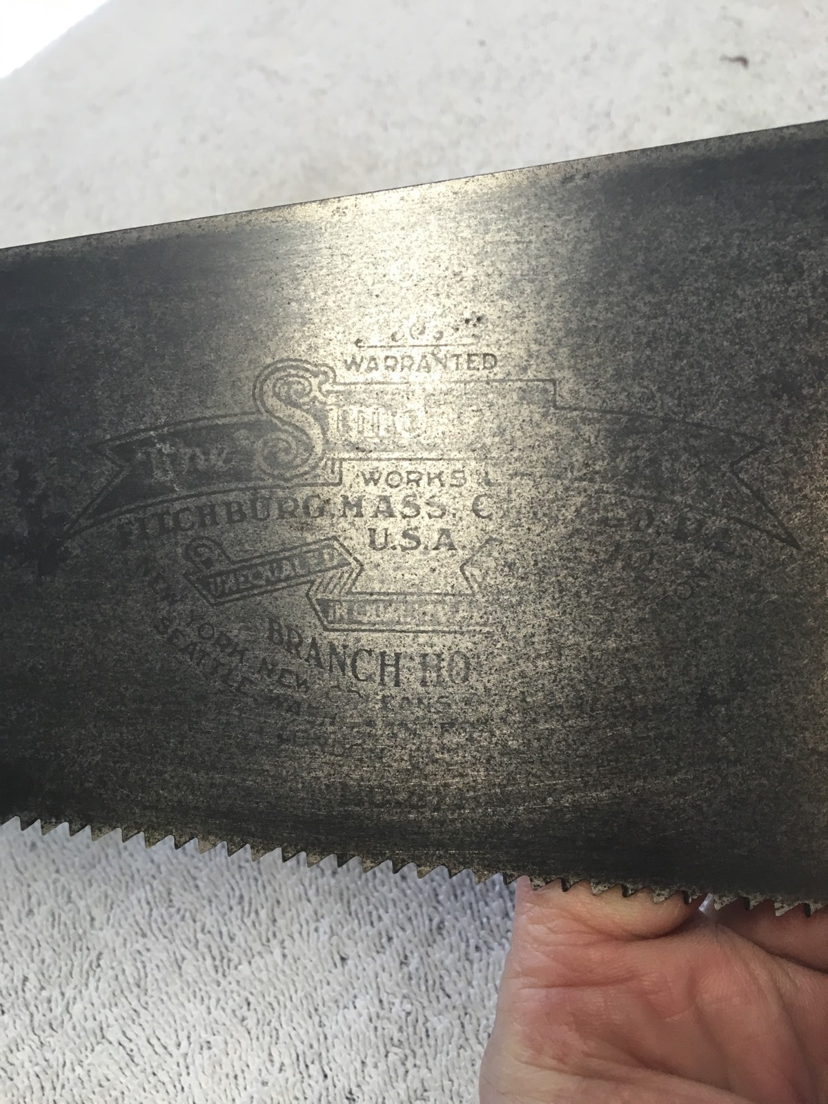 Vintage RARE Simonds Cross Cut Handsaw 8 Point 26" Blade straight back ...