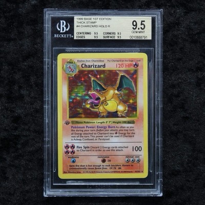 Pokémon Base Set Charizard 1st Edition BGS beckett 9.5 Quad Gem Mint ...