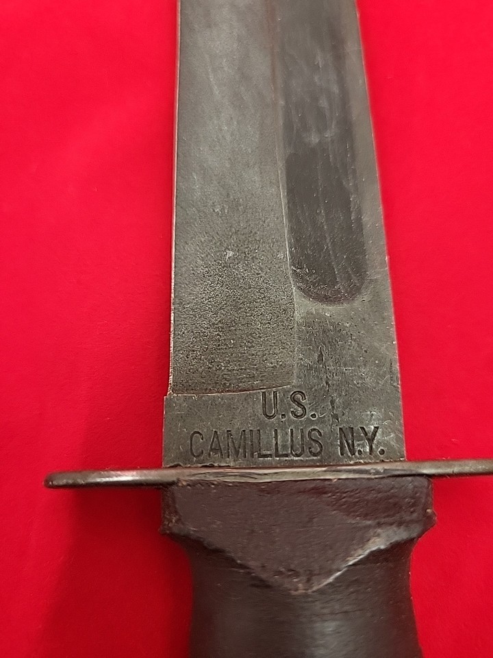 U.S. CAMILLUS NY New York MARK 2 MK2 Military Fighting Knife W/Leather ...