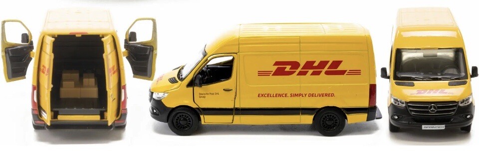 5'' Kinsmart DHL Mercedes Benz Sprinter Van Diecast Car 1:48 NEW Pull ...