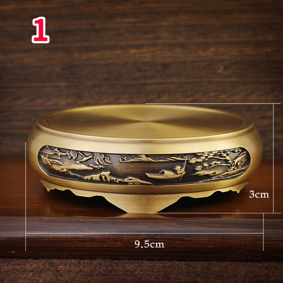 Brass Copper Display Stand Pedestal Carving Round Base Vase Pot Statue ...