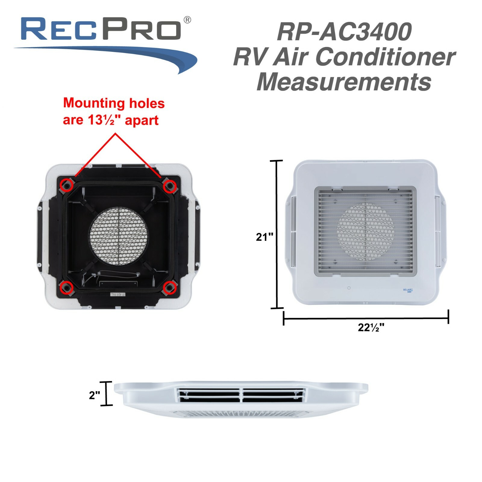 RecPro RV Air Conditioner Low Profile AC Unit 13.5K Heat Pump Non ...