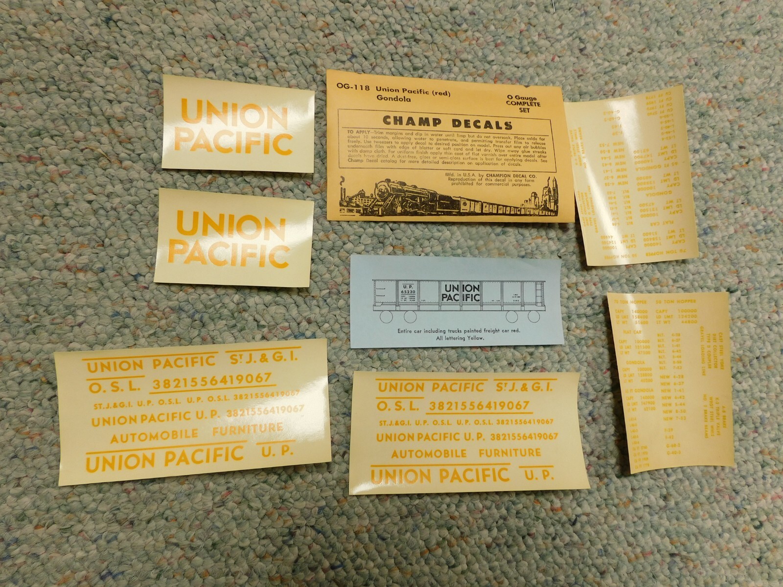 Champ decals O Gauge OG-118 Union Pacific red gondola H220 | eBay