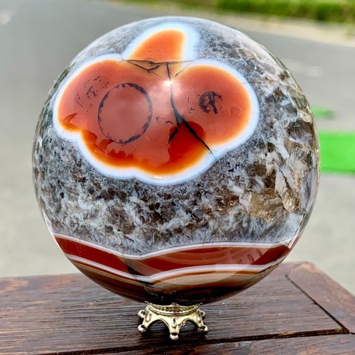 442G Natural Red Stripe Agate Ball shaped Energy Healing | eBay