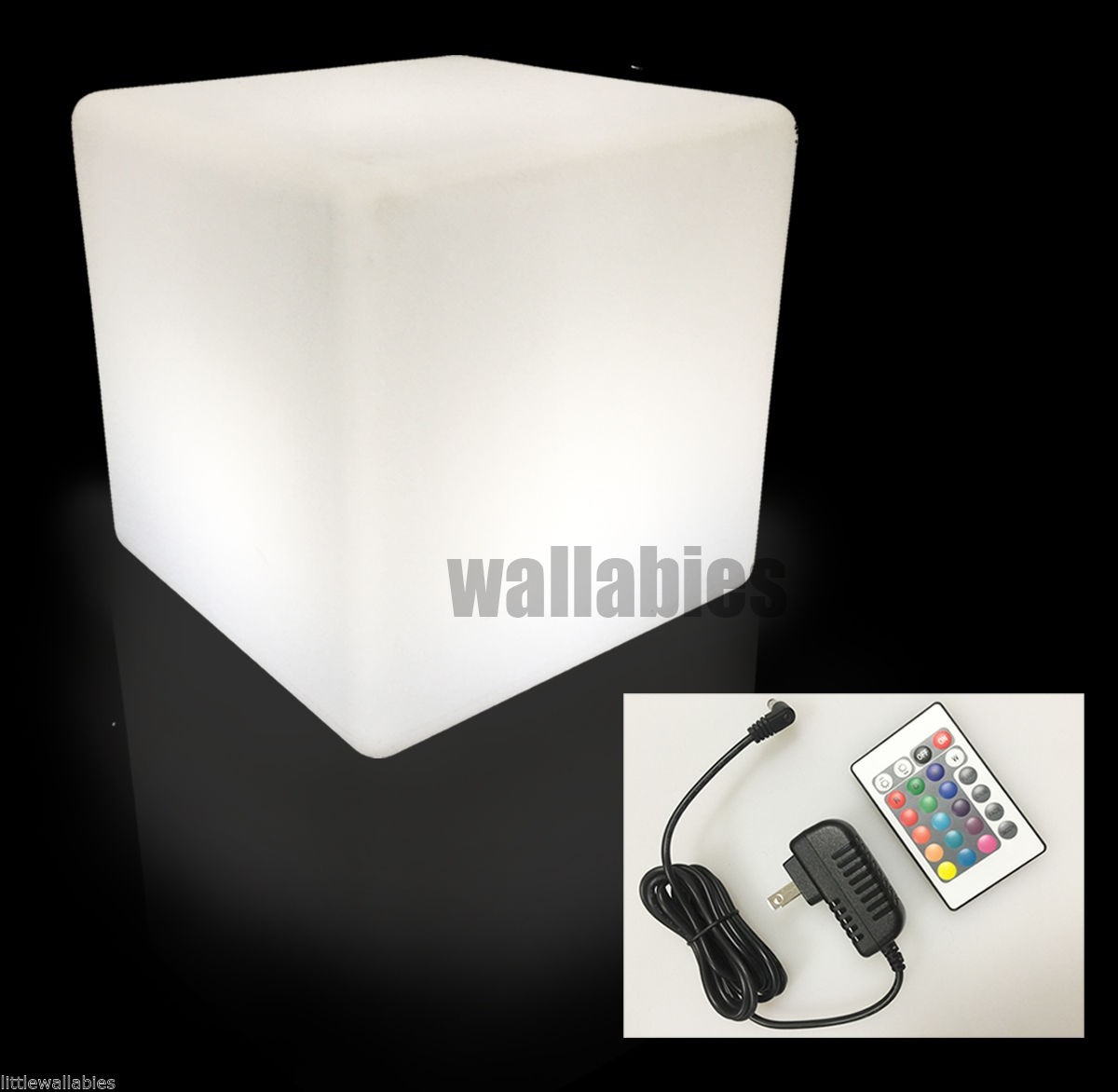 Cocktail 16" LED Cube Chair Color-Changing LED Lighting Decor Stool ...