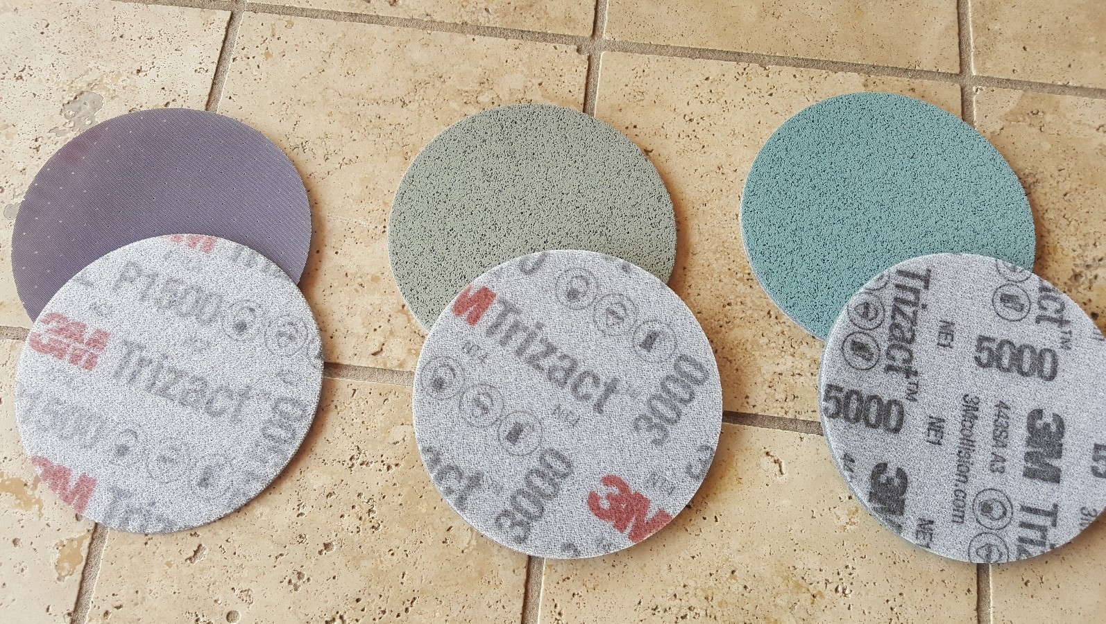 3M Trizact 1500•3000•5000 3" Discs 2 of Each (6 Disc Total) Hookit ...