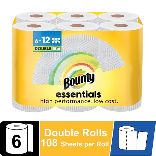 Bounty Essentials Select-A-Size Paper Towels, 6 Double Rolls, White | eBay