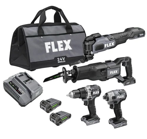 Flex 24-volt 4-Tool Brushless Power Tool Combo Kit with Soft Case ...