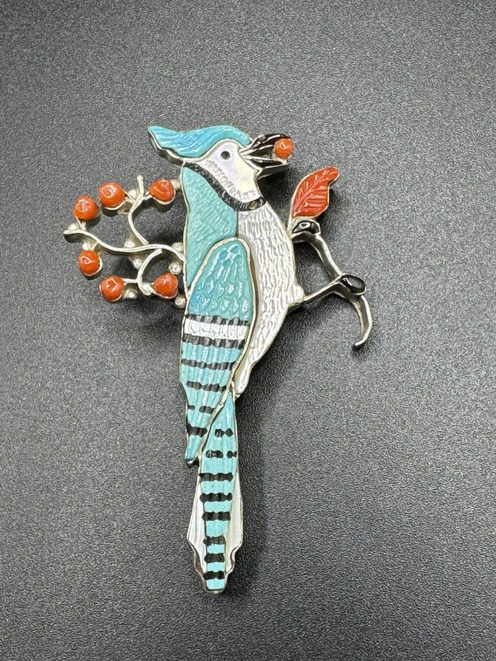 Native American Zuni Sterling Blue Jay Inlay Pendant Cora Pin By Andrea ...