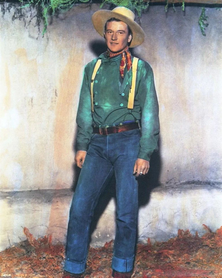 John Wayne Early Color In Jeans And Western Shirt 4x6 PHOTO PRINT | eBay