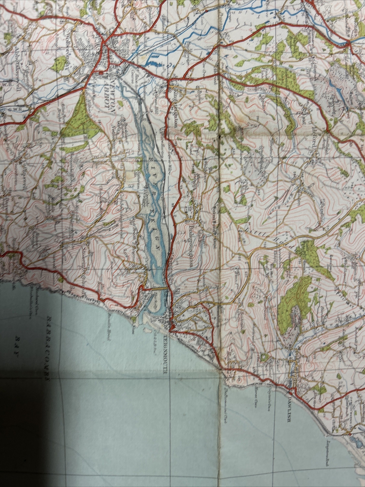 DARTMOUTH & EXETER Ordnance Survey Cloth One Inch Map 1919 Sheet 138 ...