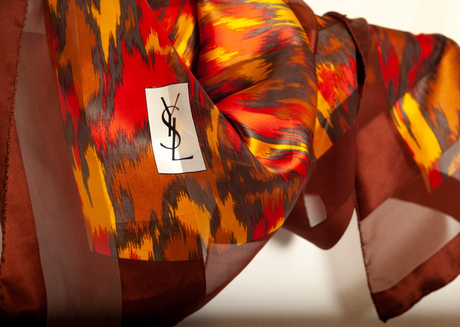 Yves Saint Laurent Silk Scarf YSL Colorful Graphic P… - Gem