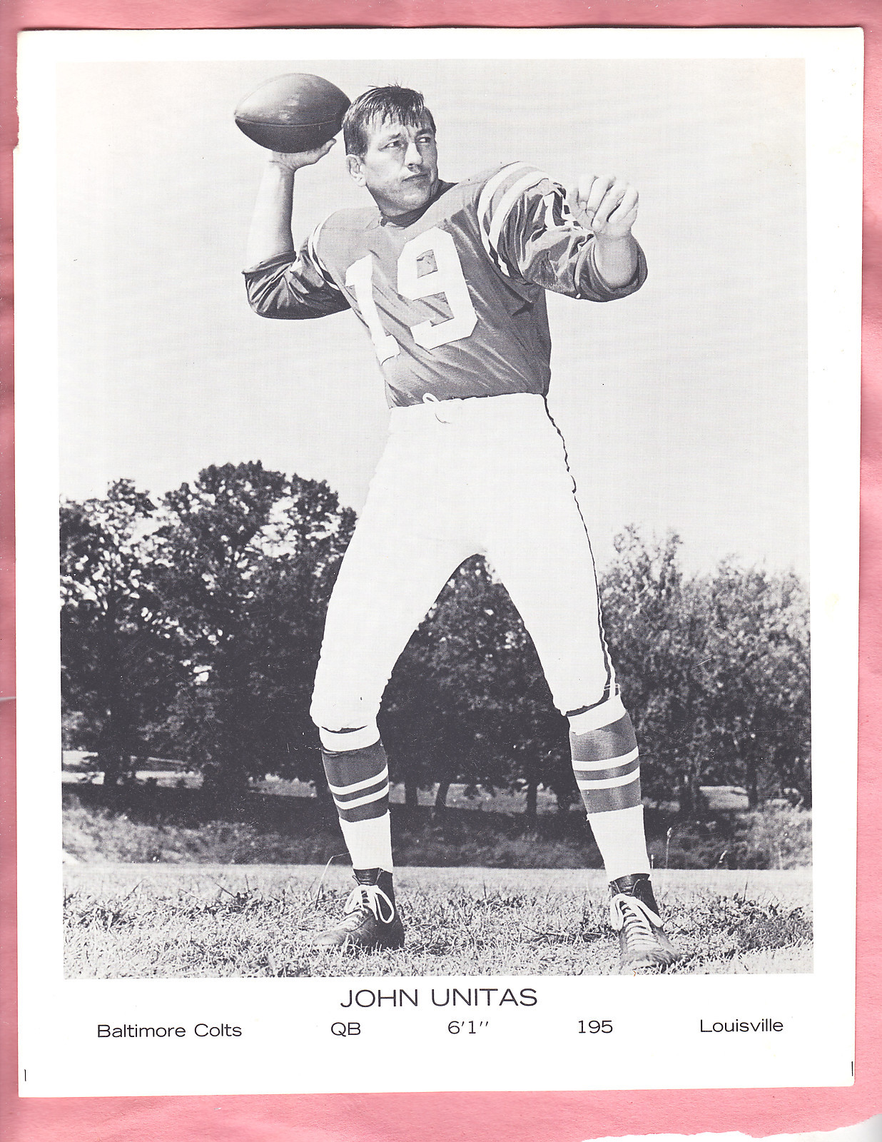 1965 BALTIMORE COLTS 8 1/4 X 10 1/4 GLOSSY TEAM ISSUE JOHNNY UNITAS HOF ...