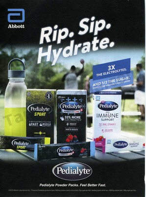 2021 Pedialyte Hydrate Electrolytes Drink Immune Old PRINT AD Wall ...