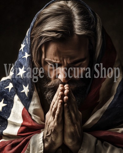 8X10 High Quality AI Photo Print Jesus Christ Wrapped in American Flag ...