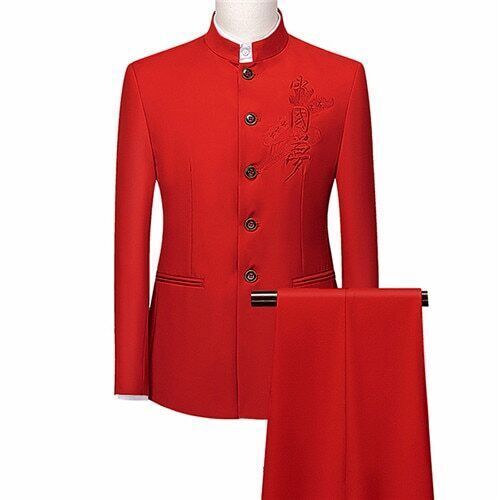 Fashion Men Retro Tang Suit 2 Piece Set Blazer Jackets Pants Outfits ...