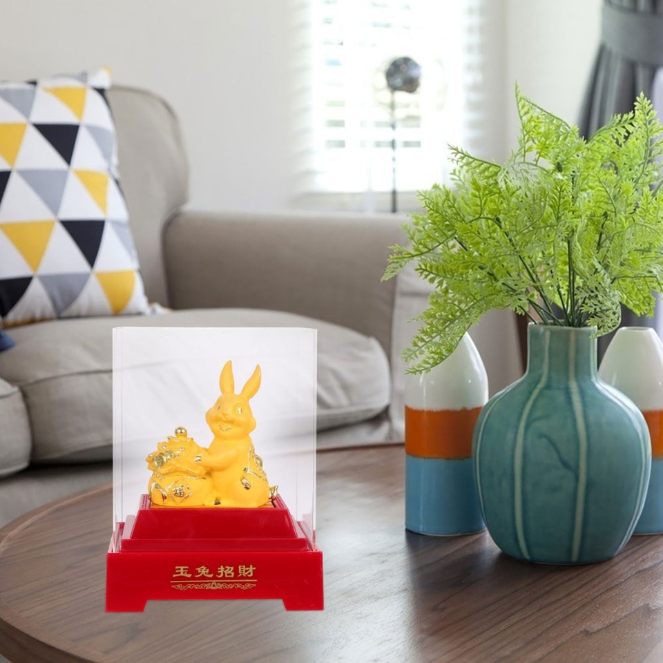 2pcs Rabbit Year Rabbit Statue New Year Decor Home Supplies bunny toys ...