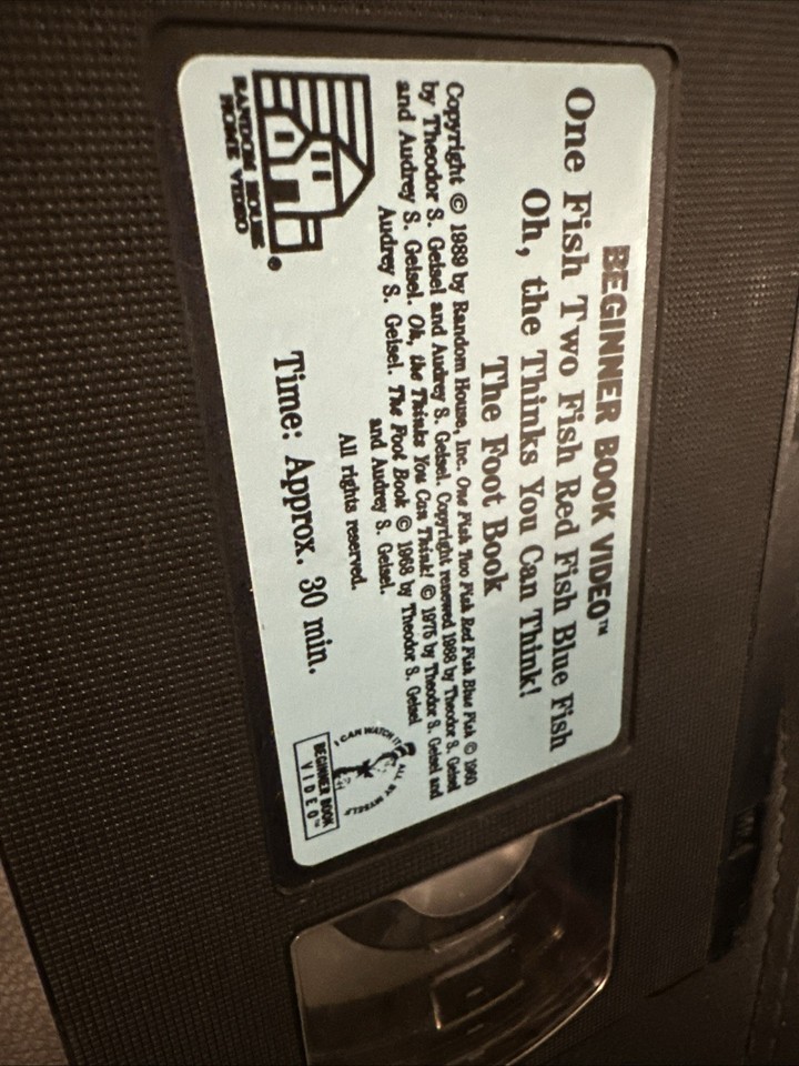 Dr. Suess One Fish Two Fish Red Fish Blue Fish (VHS, 1989) Random House ...
