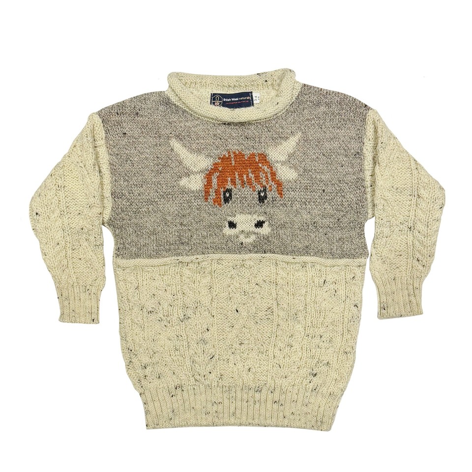 Kids' British Wool Highland Cow Jumper Sweater Toddler Childrens Farm ...