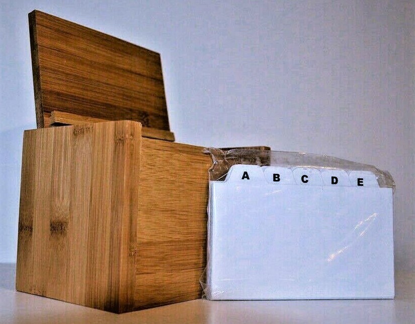Bamboo Wood index Cards Storage, Recipe Card Box by Lipper ...