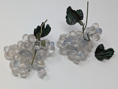 2 Vintage Faceted Grape Bunches Clear & Light Blue | eBay