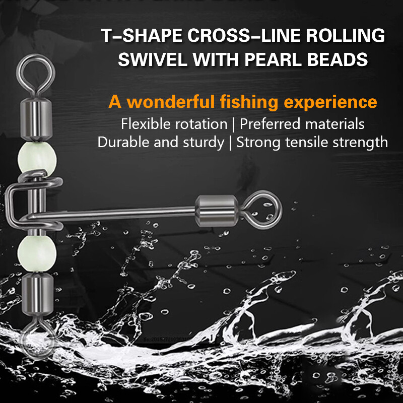T-Shaped Trident Luminous Bead Swivel Fishing Connector Fork Ring ...