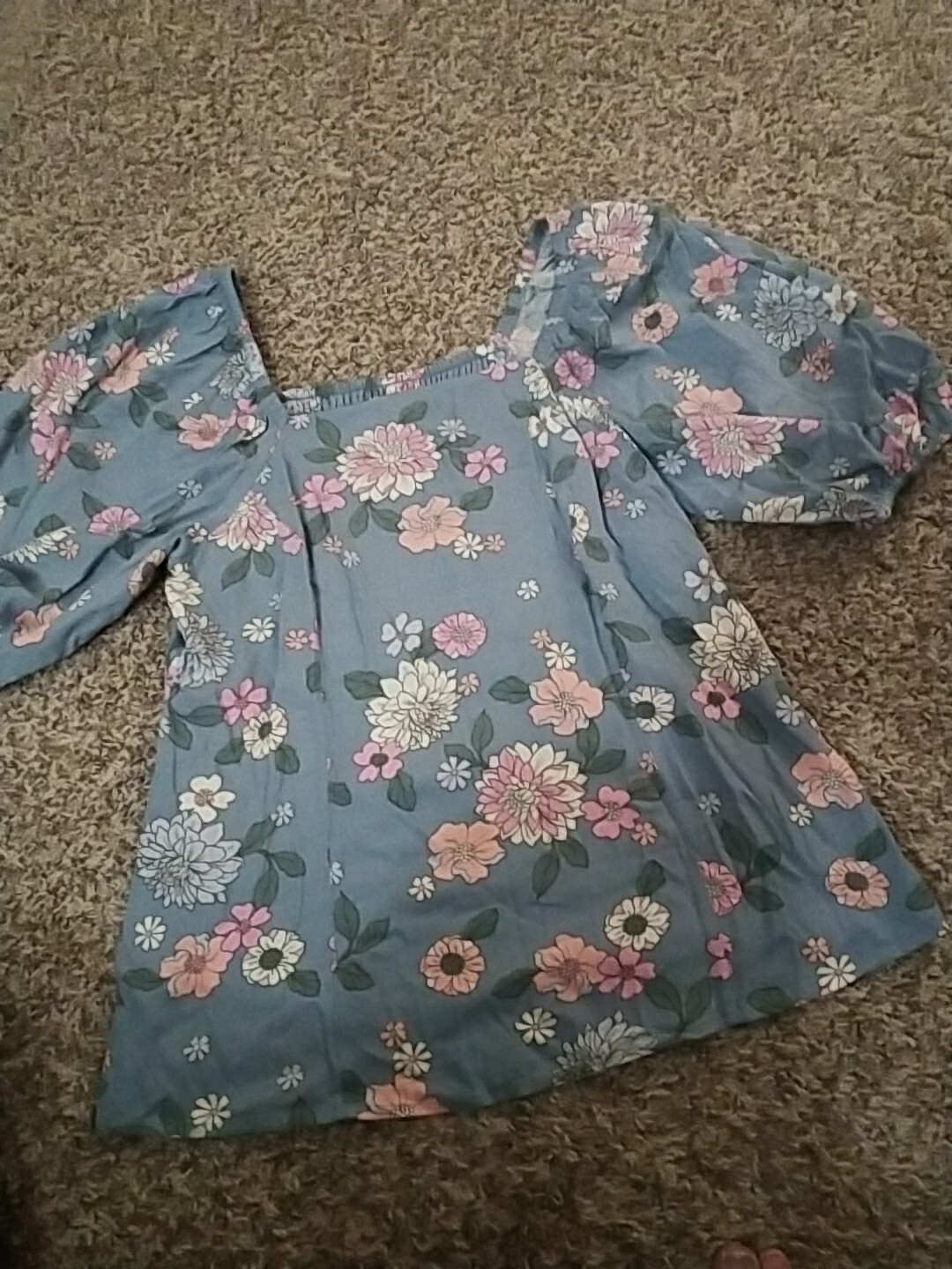 Candace Cameron Bure Blue Floral Puff Sleeve Shirt Si… - Gem