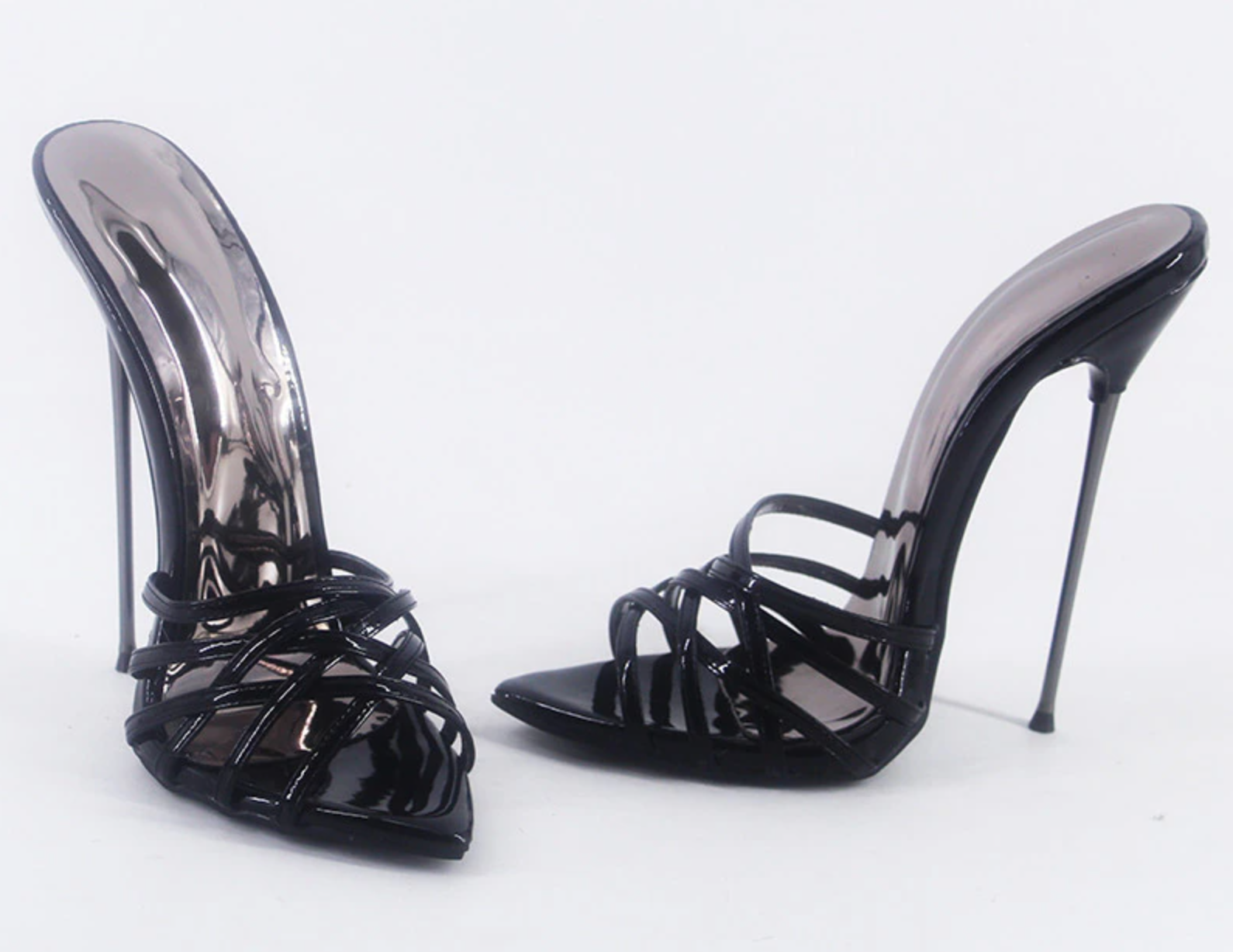 METAL STILETTO HIGH HEEL SANDALS ultra thin spike heel 16cm 6" extreme ...