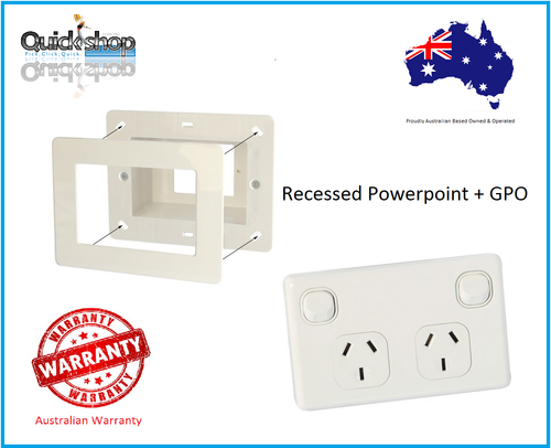 Recessed Power point Box Wall Plate TV AV plus Double Powerpoint GPO | eBay