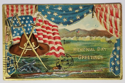Memorial Day Greetings GAR and Civil War c1909 Memorial Day Embossed ...