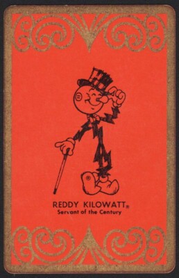 Vintage playing card REDDY KILOWATT top hat and cane Reddy with a red ...